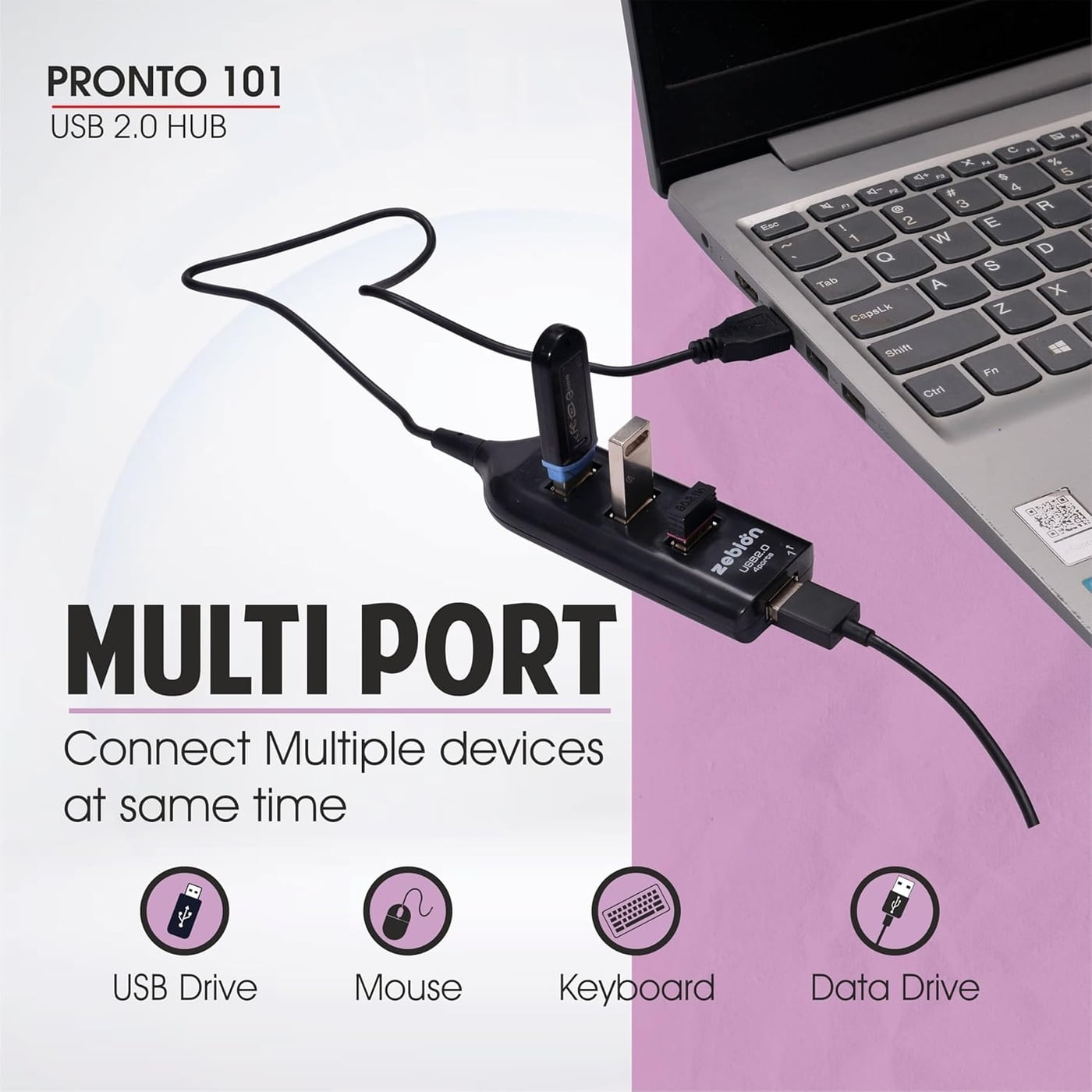 zebion Pronto 101 USB Hub,4 Port USB 2.0 Adapter USB Splitter