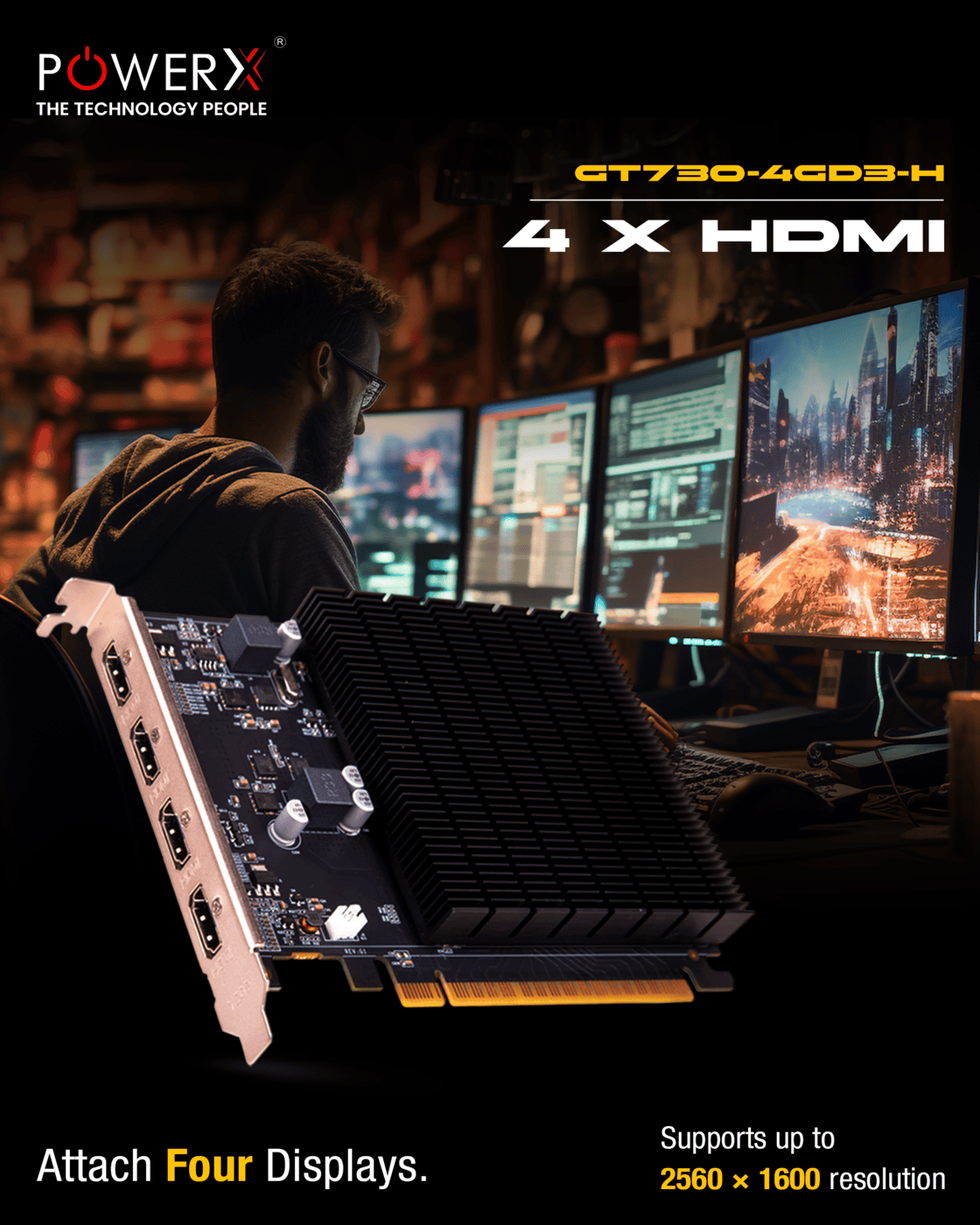 PowerX ,Graphic Cards, GT 730LP-4GB-DDR3